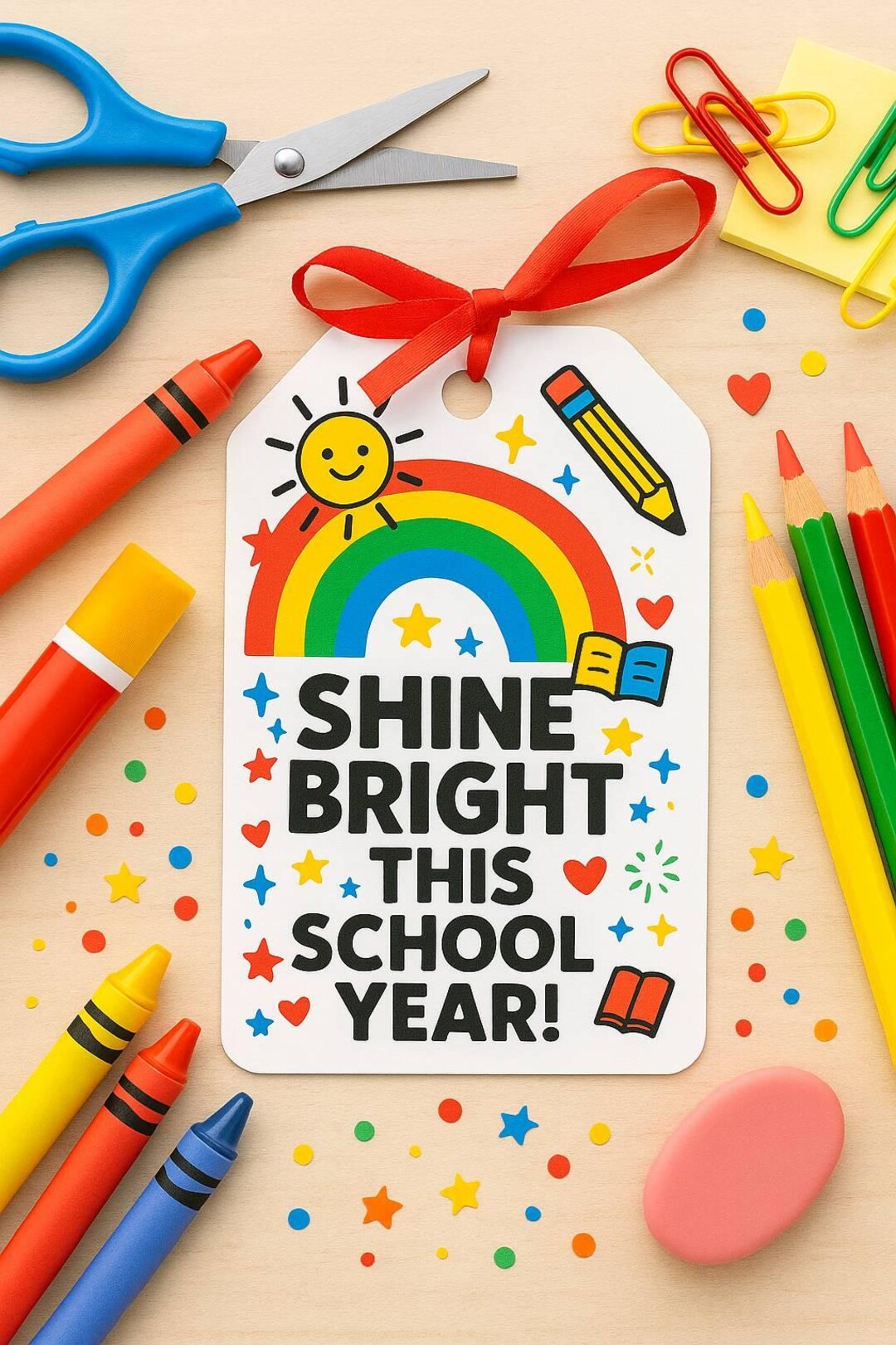 Rainbow Back to School Gift Tags: Shine Bright Printable (JPG Digital ...