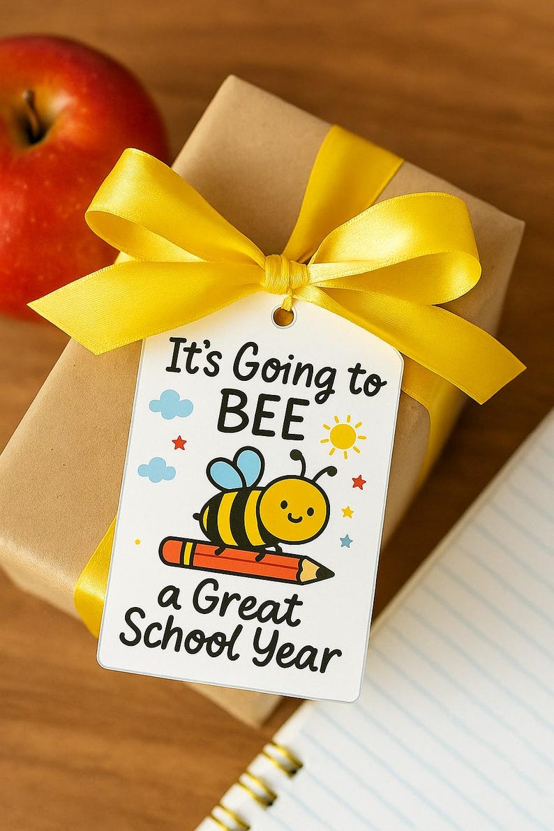 Bee School Year Gift Tags | Printable Favor Tags (JPG Digital File) - Etsy