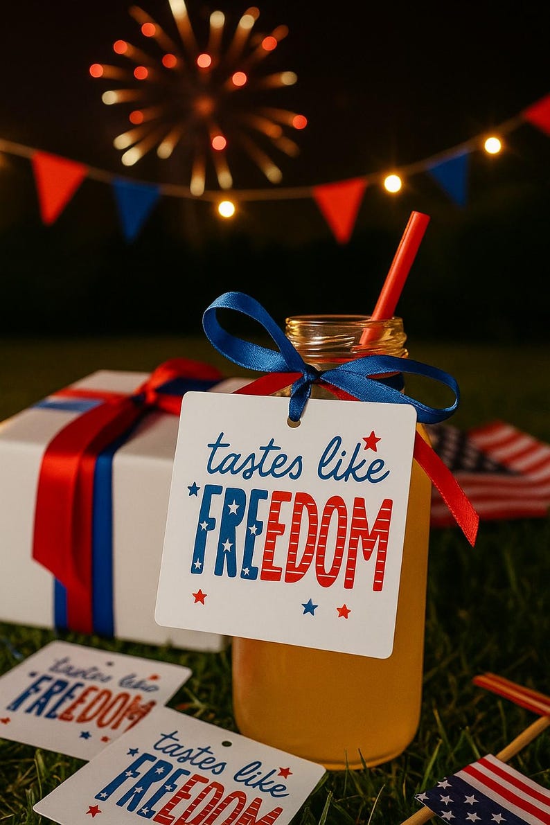 Tastes Like Freedom Tags – Patriotic 4th of July Printable Gift Tags ...