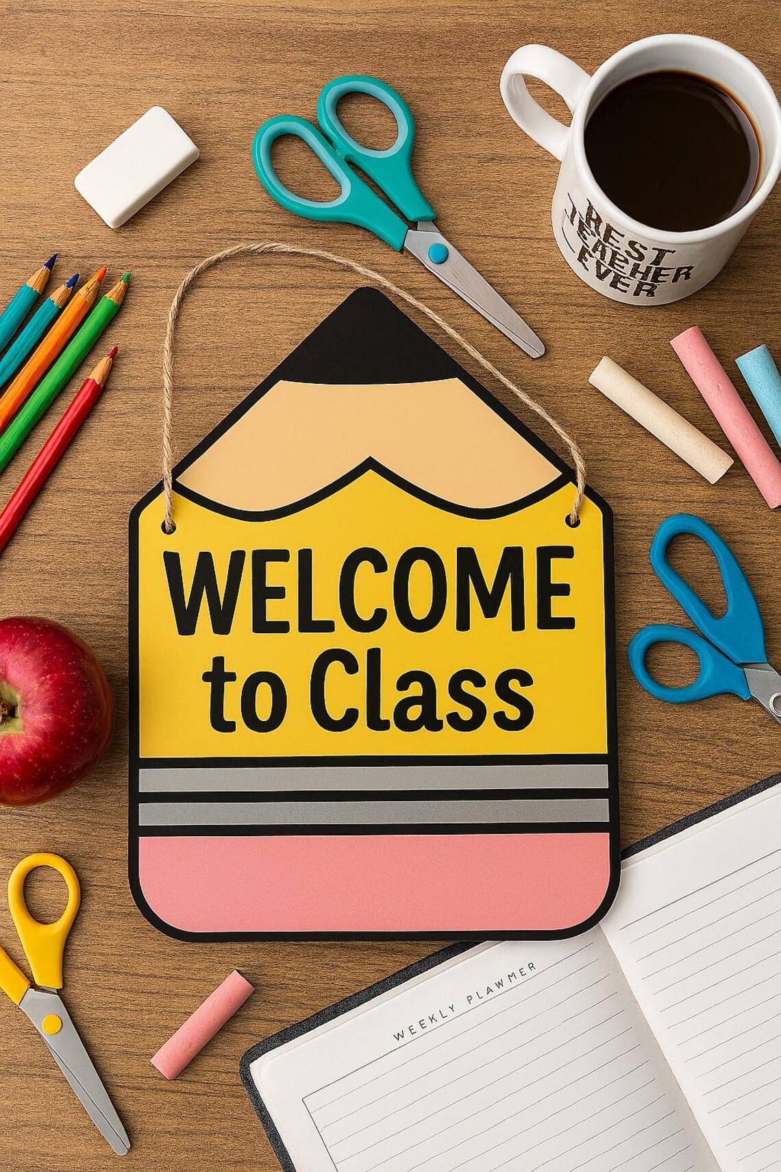 Welcome to Class Door Sign – Printable Pencil-shaped Classroom Wall ...