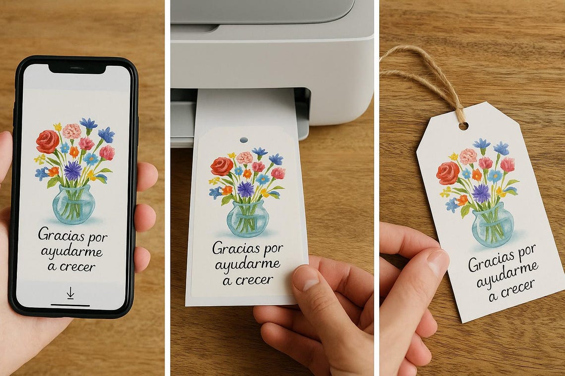 Gracias Por Ayudarme a Crecer Gift Tags – Printable Teacher Thank You Tags – Spanish Floral ...