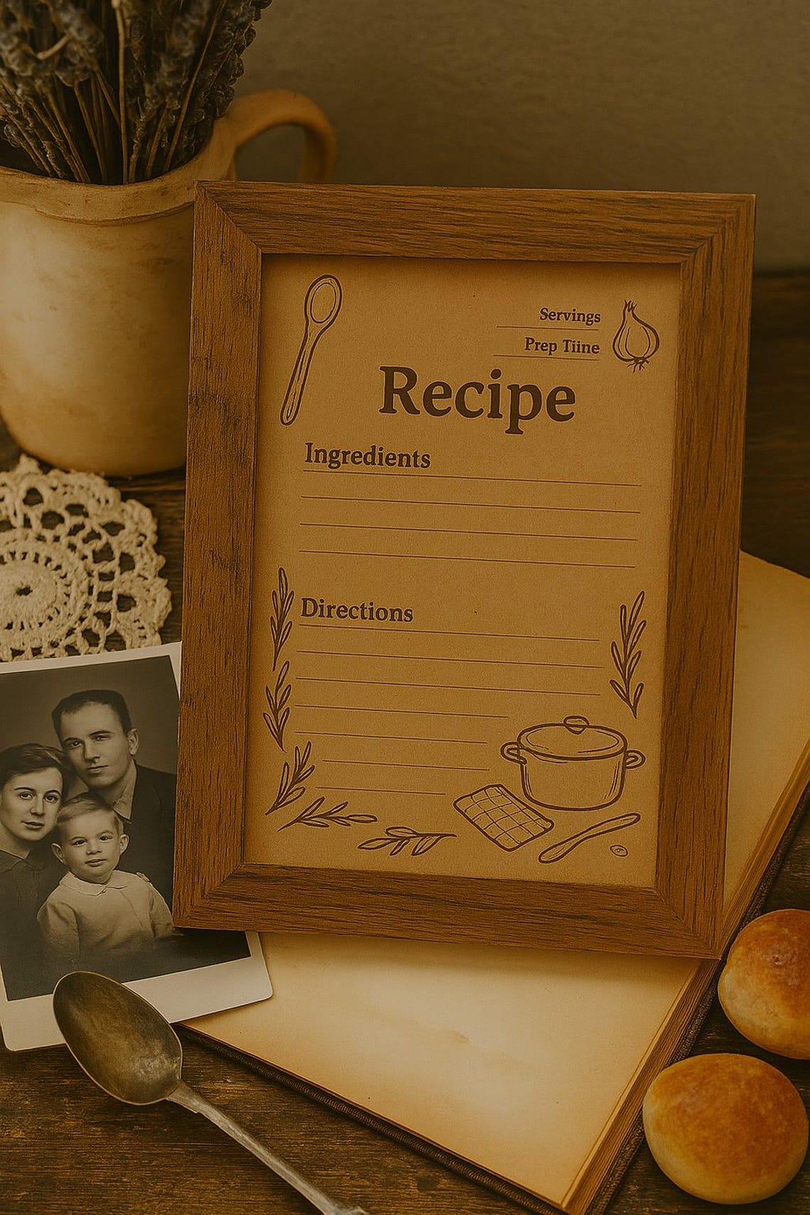 Rustic Printable Recipe Card & Cover Set | Kraft Paper Style | Digital ...