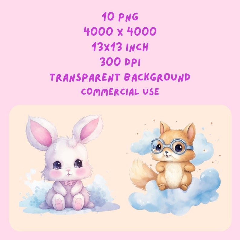 Adorable Bunny Girls Clipart, Digital Stickers, Cute Rabbit Character ...