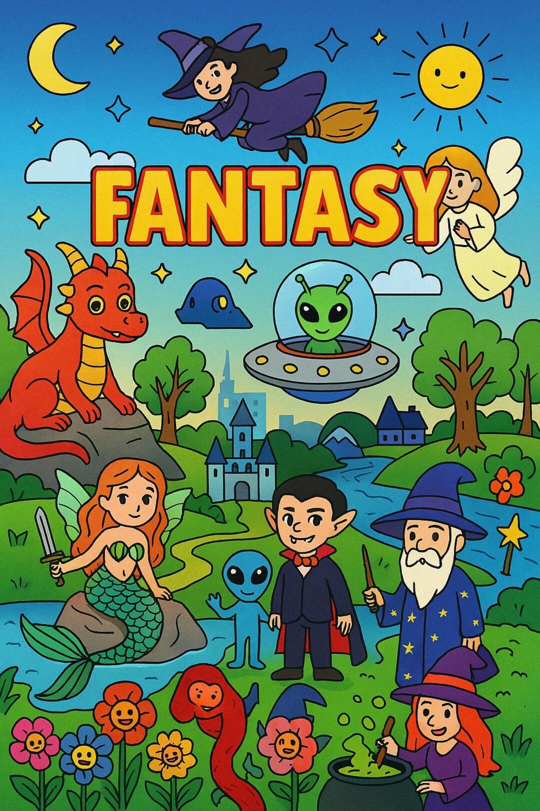 Fantasy Coloring Book, Vocabulary and Exercises - Etsy