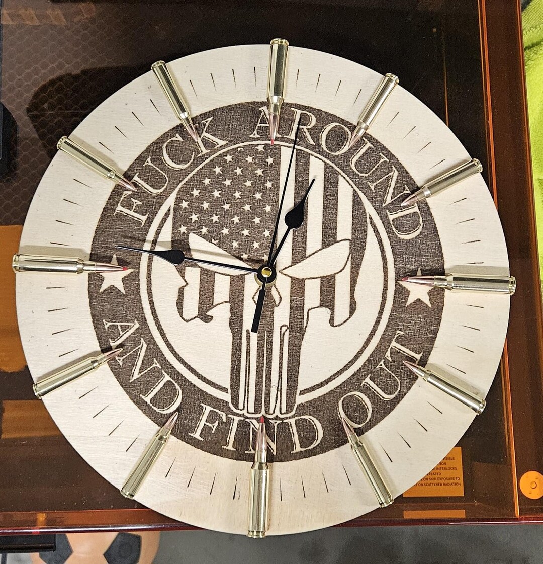 12" Laser Engraved FAFO Wall Clock With Rifle Shells. Black and Red ...