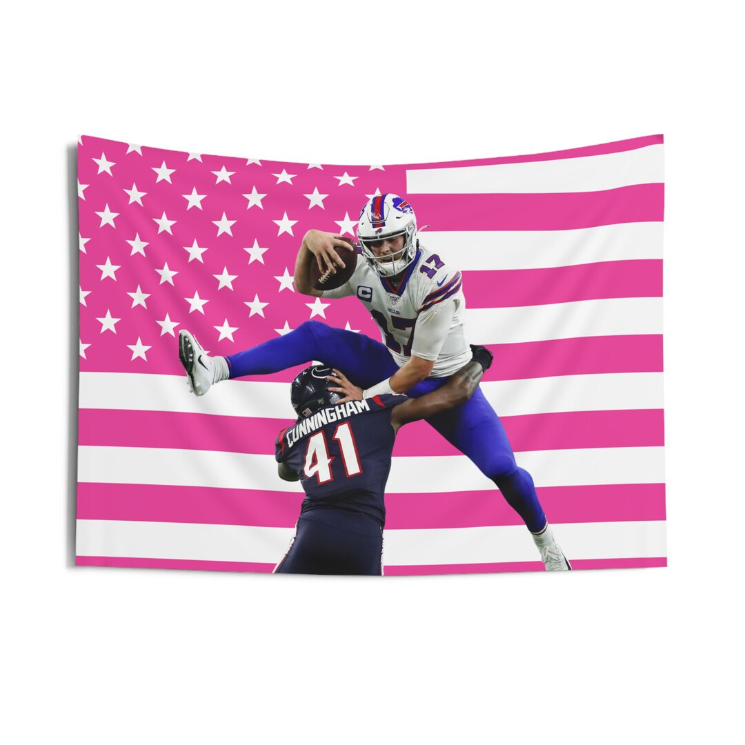 Josh Allen Jumping US Pink Flag Tapestries, Flag, Indoor Wall ...