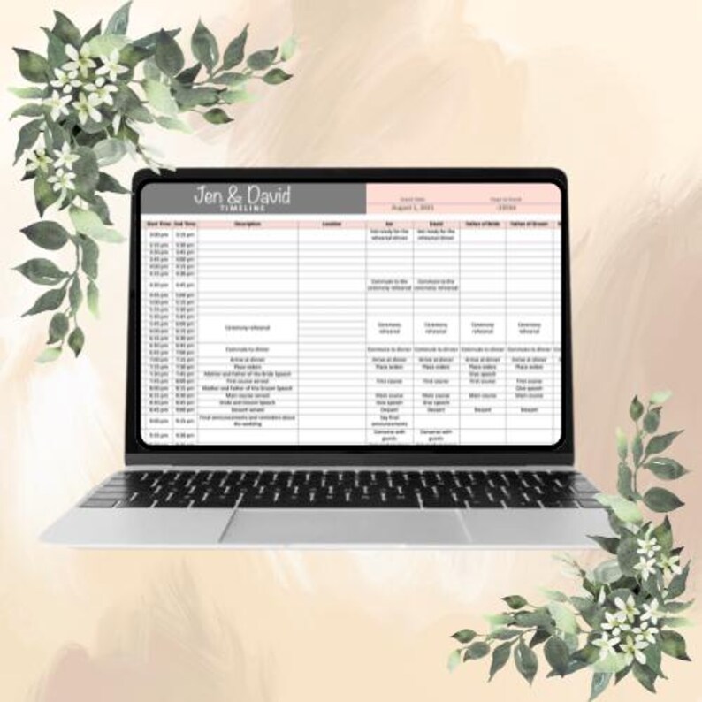 Wedding Planning Timeline Sheet – Digital Wedding Timeline / Checklist ...