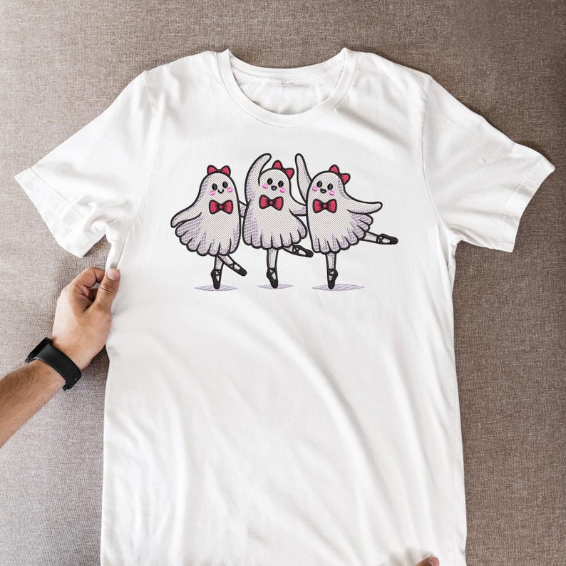 Dancing Ghost Ballerinas Embroidery Design: Halloween Applique Machine ...