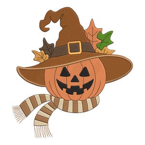 Spooky Pumpkin With Hat Embroidery Design, Jack-o’-lantern Machine ...