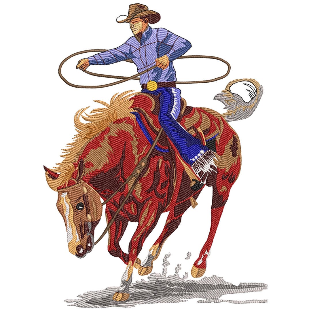 Rodeo Cowboy Embroidery Design, Cowboy in Desert Machine Embroidery ...