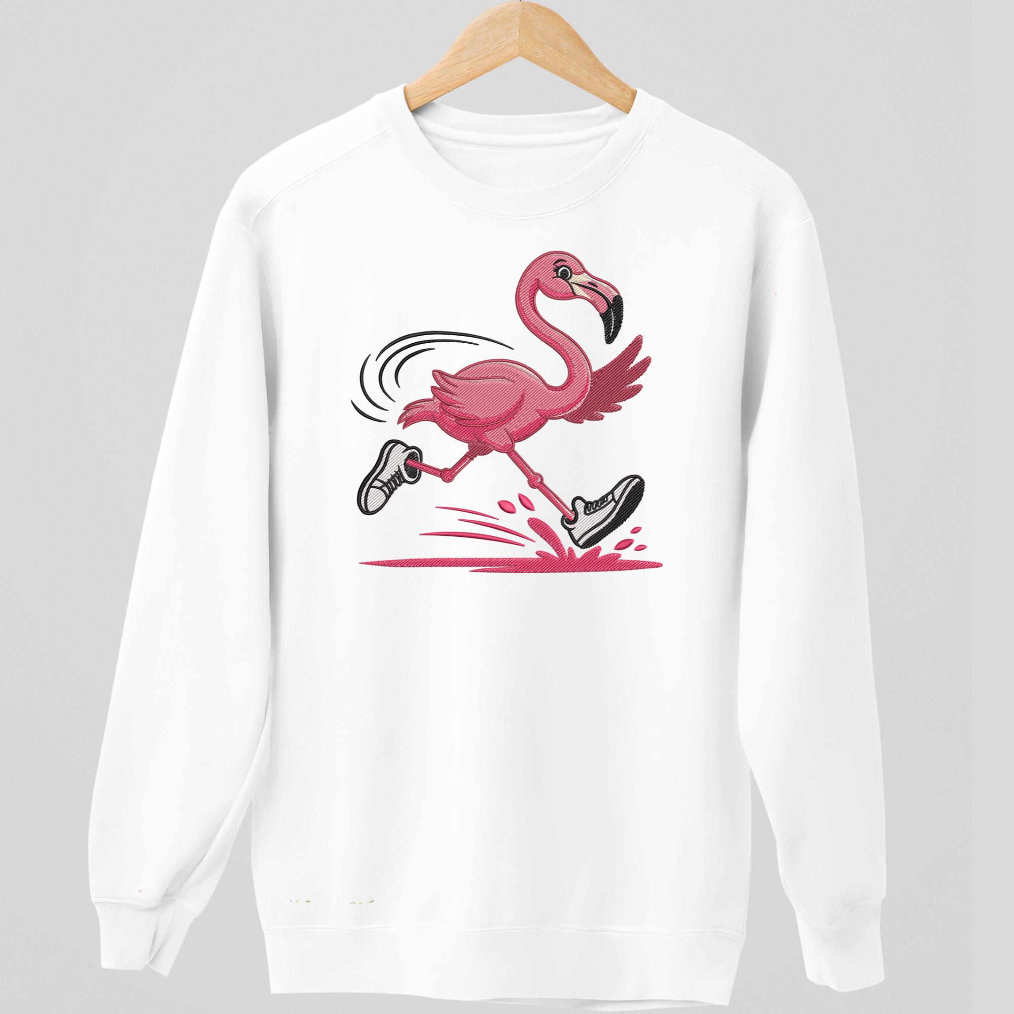 Running Flamingo Embroidery Design, Pink Flamingos Machine Embroidery ...