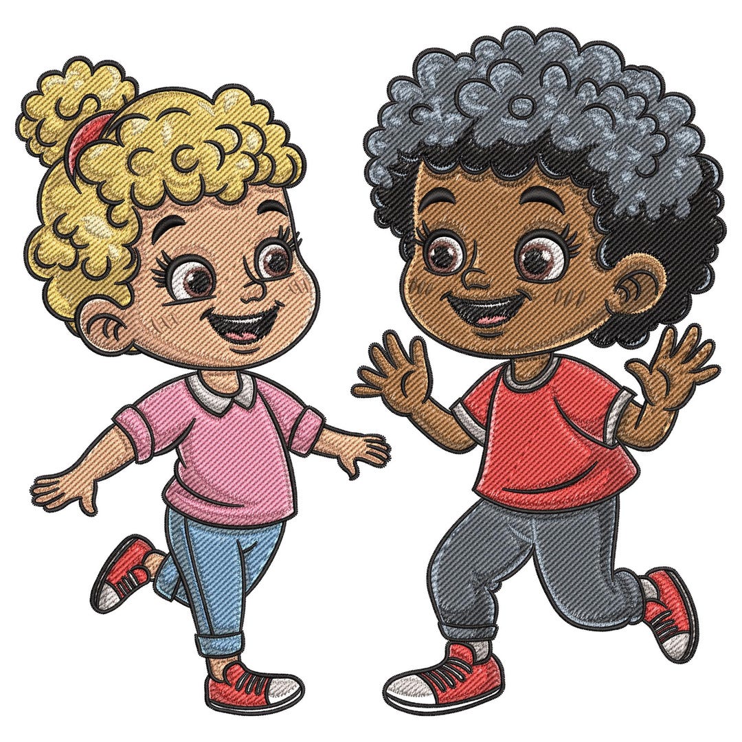 Happy Kids Playing Embroidery Design, Children Playing Machine ...