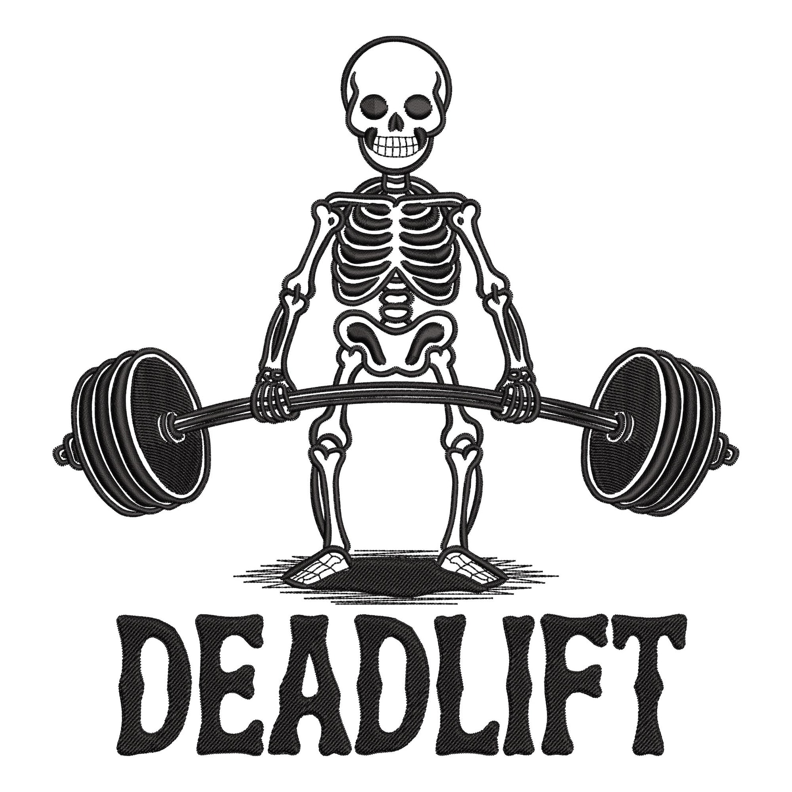 Skeleton Deadlift Embroidery Design, Spooky Gym Humor Machine ...