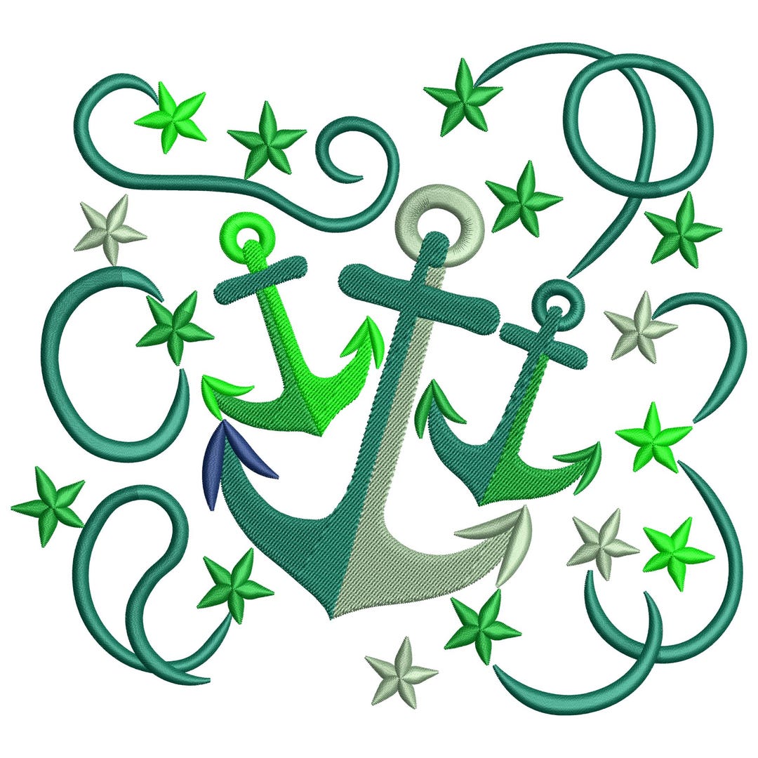 Nautical Anchors Embroidery Design, Nautical Machine Embroidery File ...
