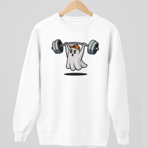 Weightlifting Ghost Embroidery Design, Funny Halloween Fitness Machine ...