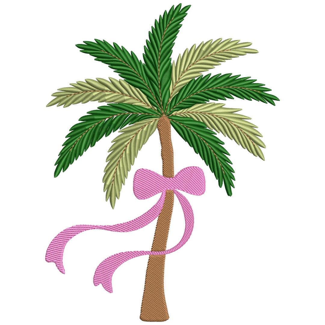 Palm Tree With Bow Embroidery Design, Holiday Tree Embroidery File ...