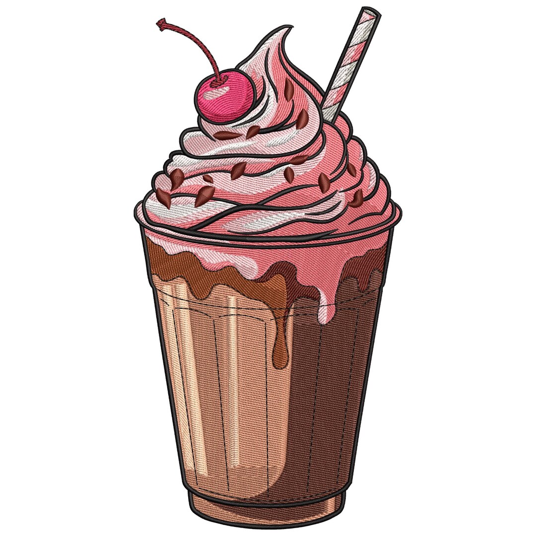 Chocolate Milkshake Embroidery Design, Strawberry Milkshake Machine ...