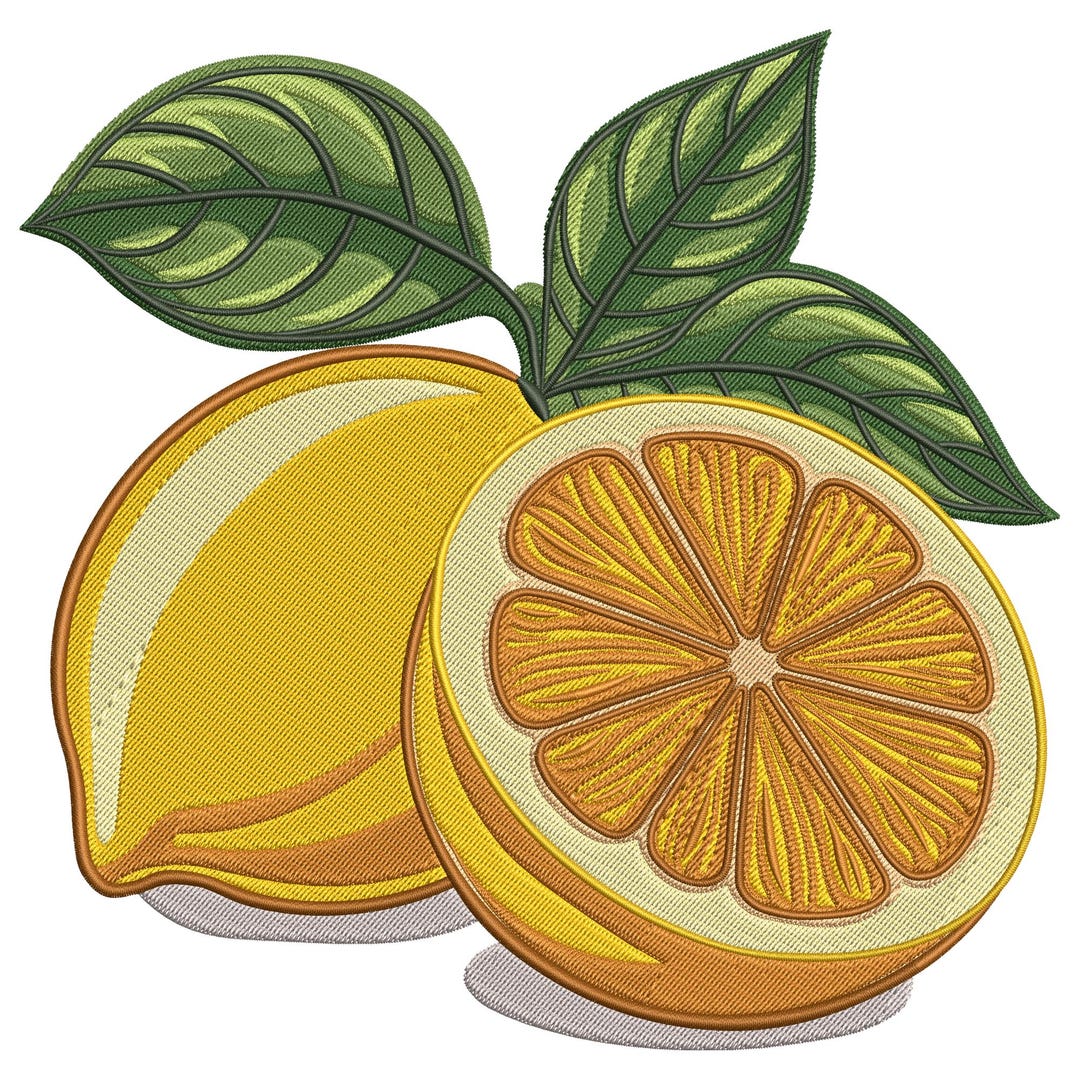 Lemon Slice Embroidery Design, Machine Embroidery Design, Citrus Fruit ...
