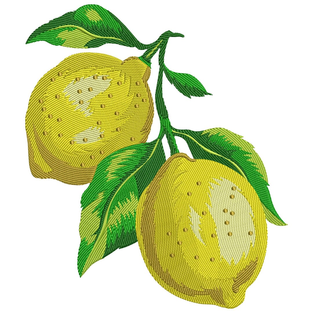 Lemon Branch Embroidery Design, Lemon Embroidery File, Mediterranean ...
