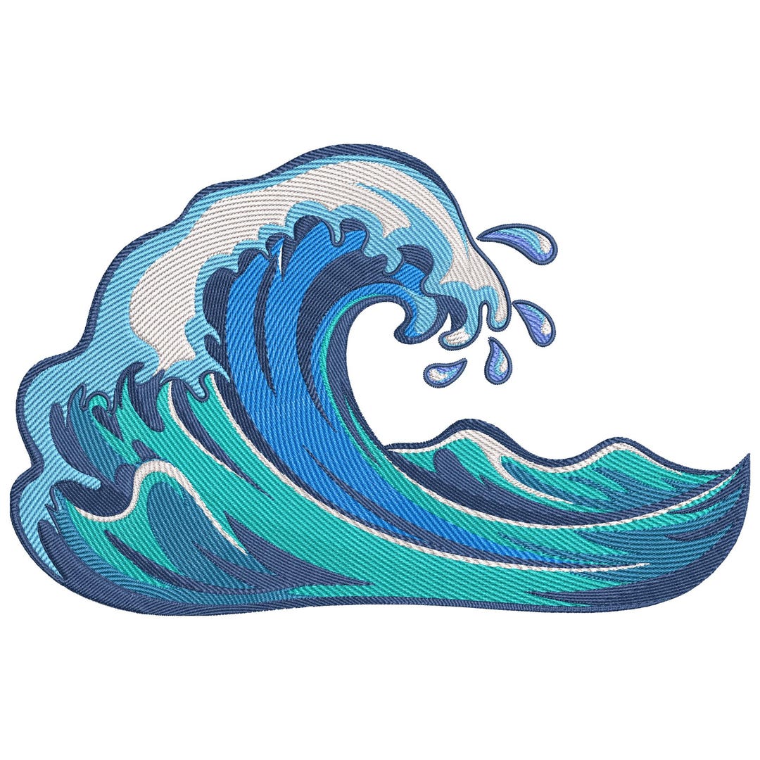 Ocean Wave Embroidery Design, Ocean Machine Embroidery File, Surf ...