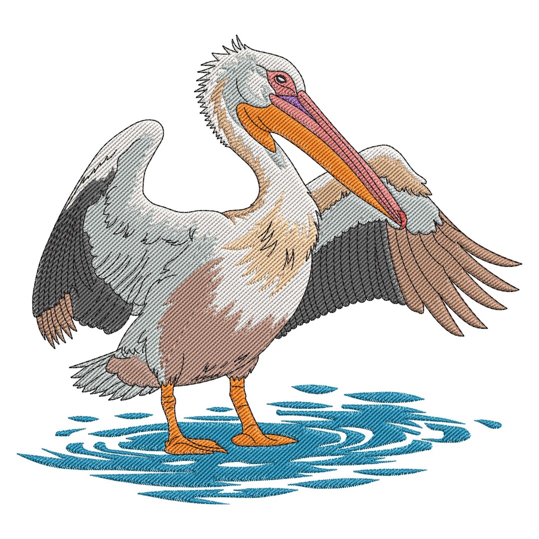Majestic Pelican Embroidery Design, Bird Embroidery File, Machine ...