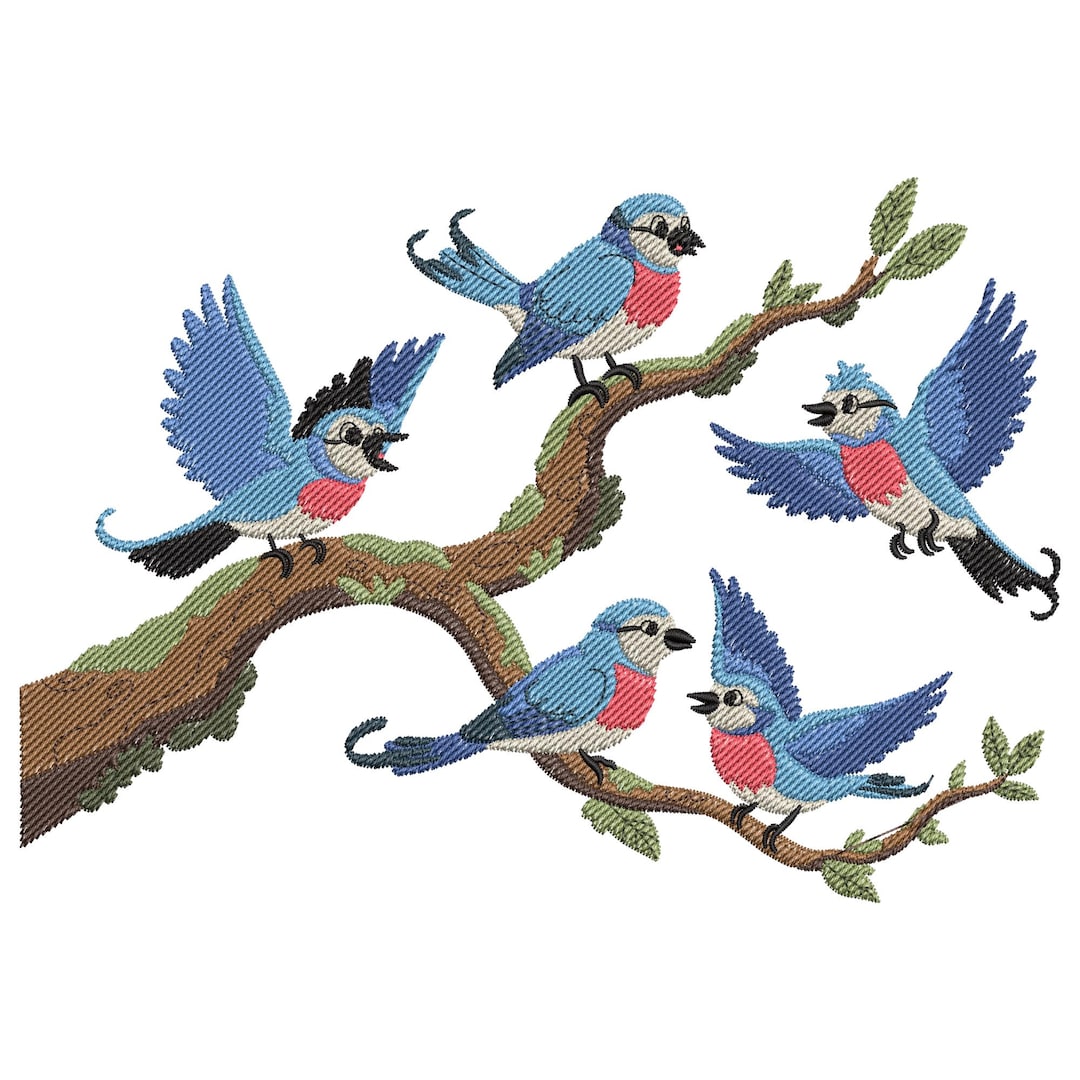 Bluebird Group Embroidery Design, Birds Group Machine Embroidery File ...
