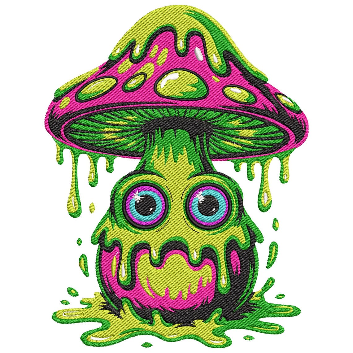 Psychedelic Mushroom Monster Embroidery Design, Melting Mushroom ...
