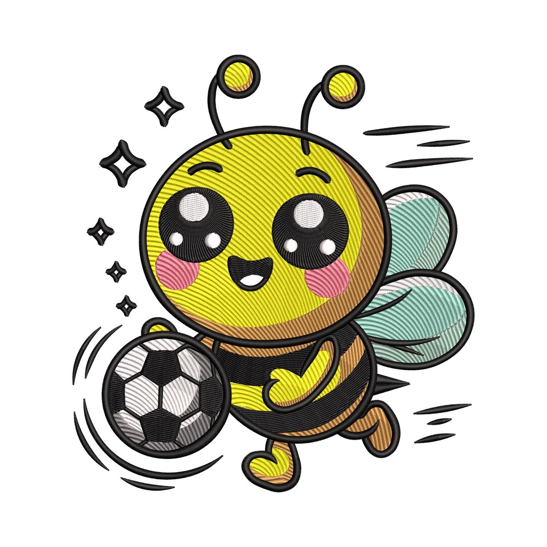 Soccer Bee Embroidery Design, Sports Ball, Playing Football Machine ...