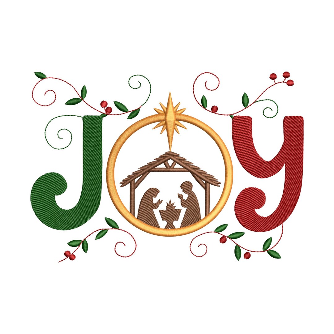 Joy Nativity Scene Embroidery Design, Religious Christmas Machine ...