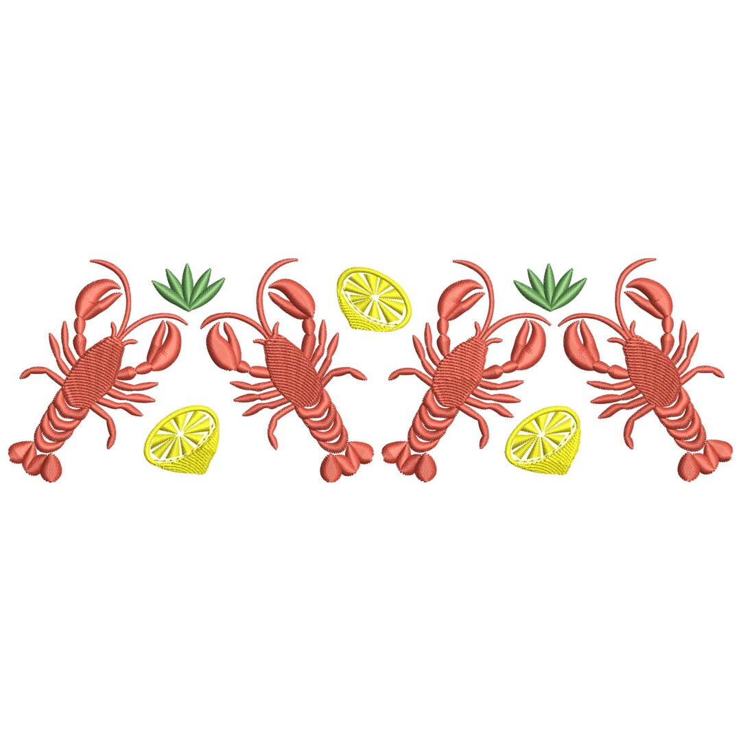 Lobster Border Embroidery Design, Nautical Lobster Machine Embroidery ...