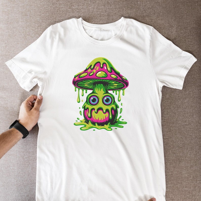 Psychedelic Mushroom Monster Embroidery Design, Melting Mushroom ...