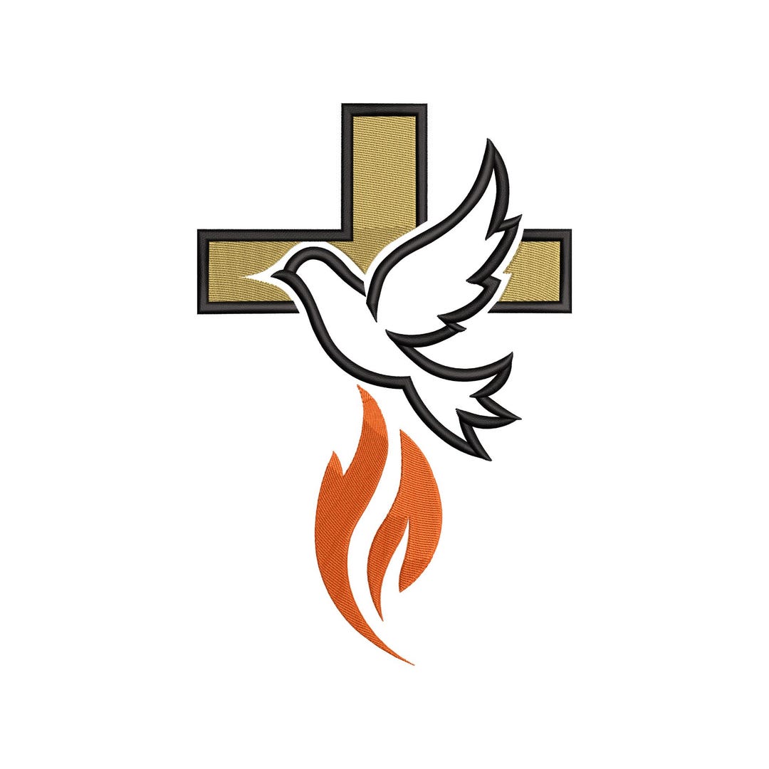 Holy Spirit Dove With Cross Embroidery Design, Christian Faith Symbol ...