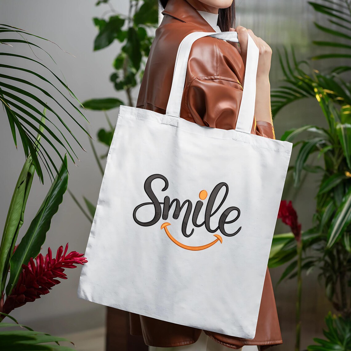 Smile Word Art Embroidery Design, Positive Embroidery Files, Happy Face ...