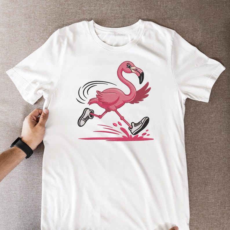 Running Flamingo Embroidery Design, Pink Flamingos Machine Embroidery ...