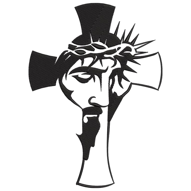 Jesus Cross Face Embroidery Design, Christian Religion Machine ...