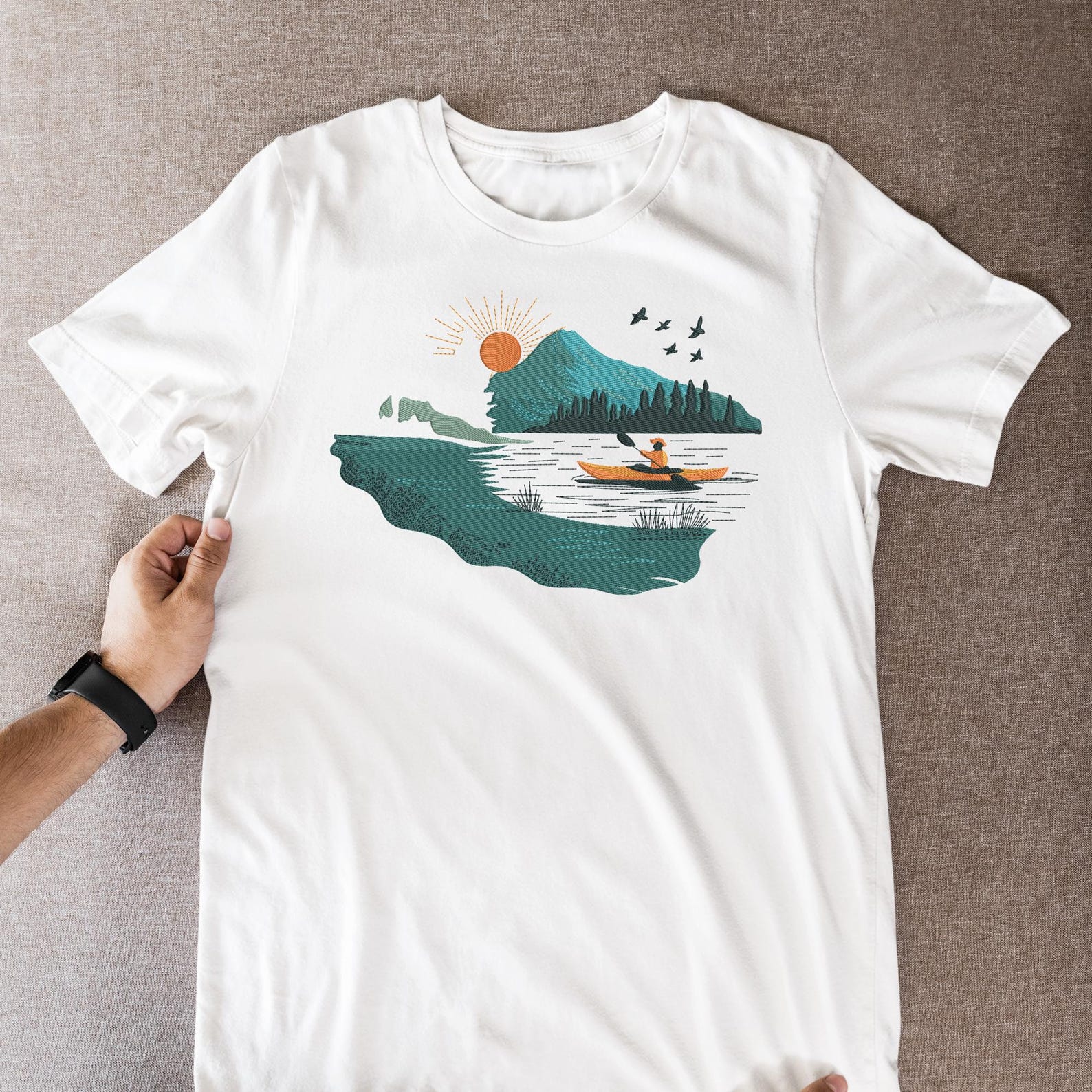 Mountain Kayak Adventure Embroidery Design, Mountain Machine Embroidery ...