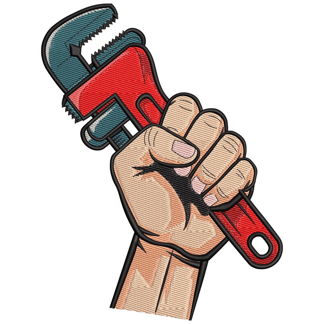 Hand Holding Wrench Embroidery Design, Mechanic Tool Machine Embroidery ...