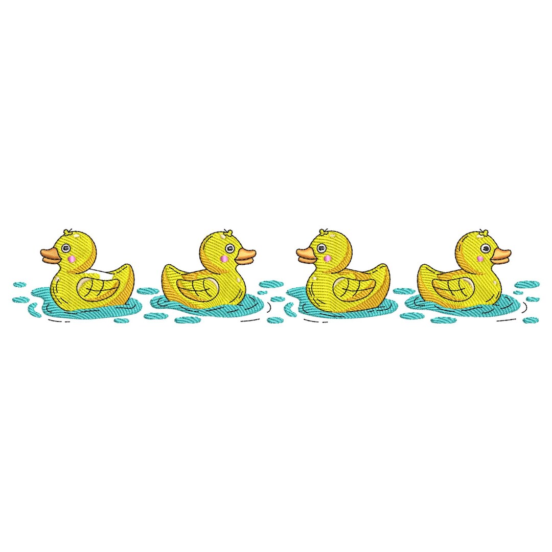 Rubber Duck Row Embroidery Design, Duck Machine Embroidery File, Animal ...
