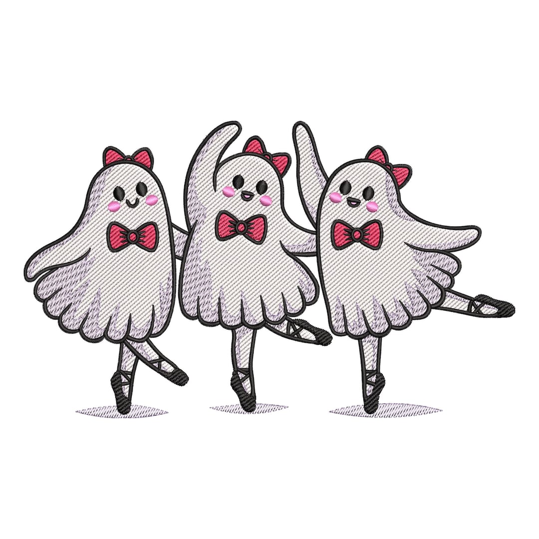 Dancing Ghost Ballerinas Embroidery Design: Halloween Applique Machine ...