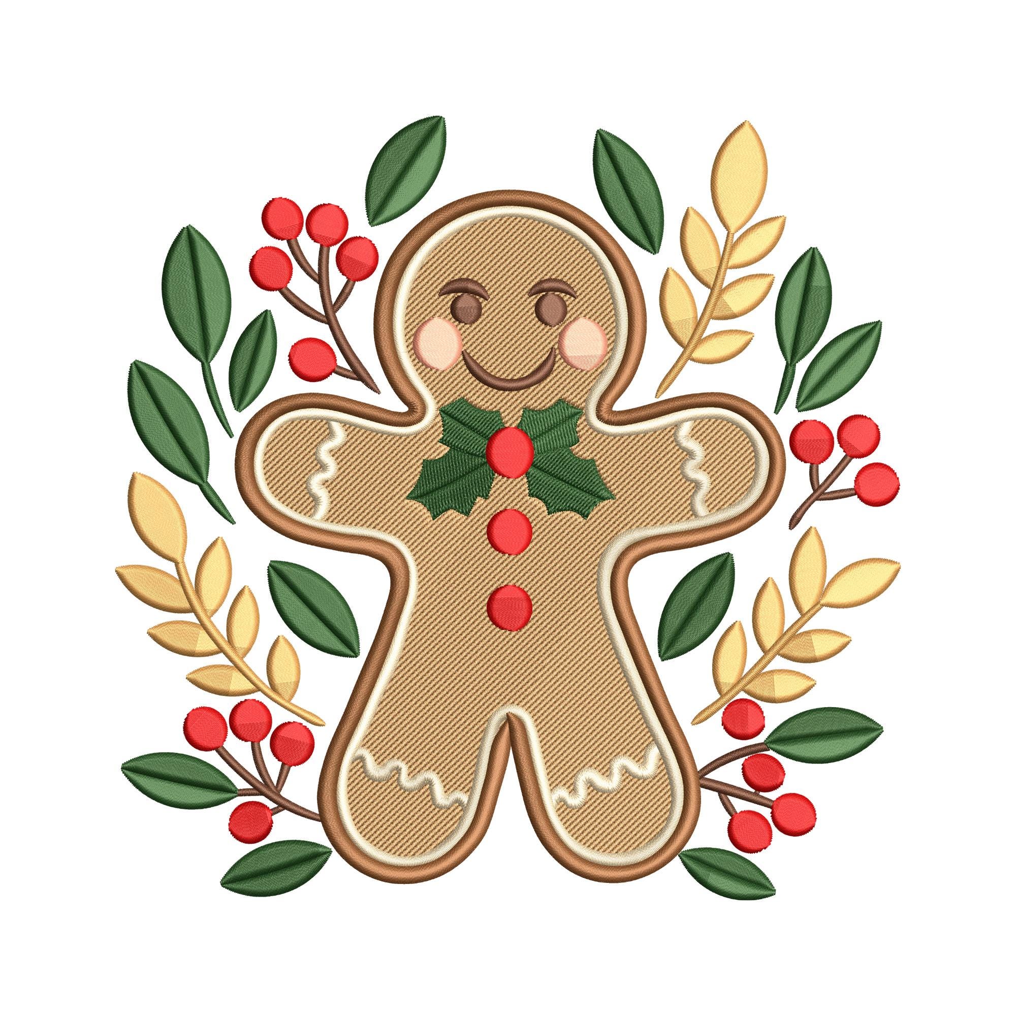 Gingerbread Man Christmas Embroidery Design, Holiday Cookie Machine ...