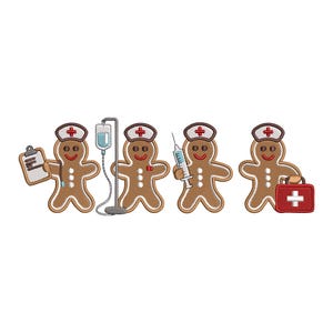 Gingerbread Nurse Embroidery Design, Medical Tools Christmas Machine ...