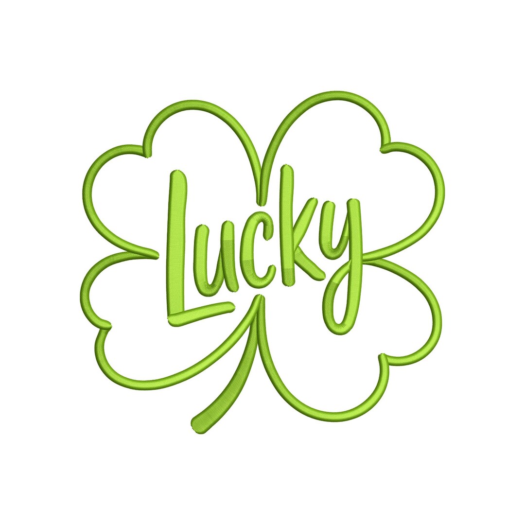 Lucky Shamrock Embroidery Design, St. Patrick’s Day Clover Word Art ...