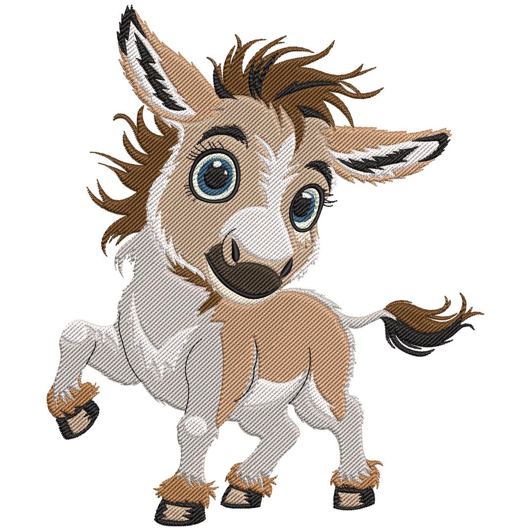 Cute Baby Donkey Embroidery Design, Animal Embroidery Design, Machine ...
