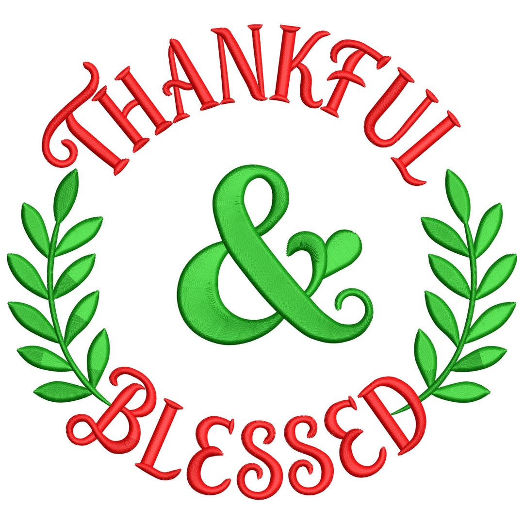 Thankful & Blessed Embroidery Design, Thanksgiving Embroidery Design ...