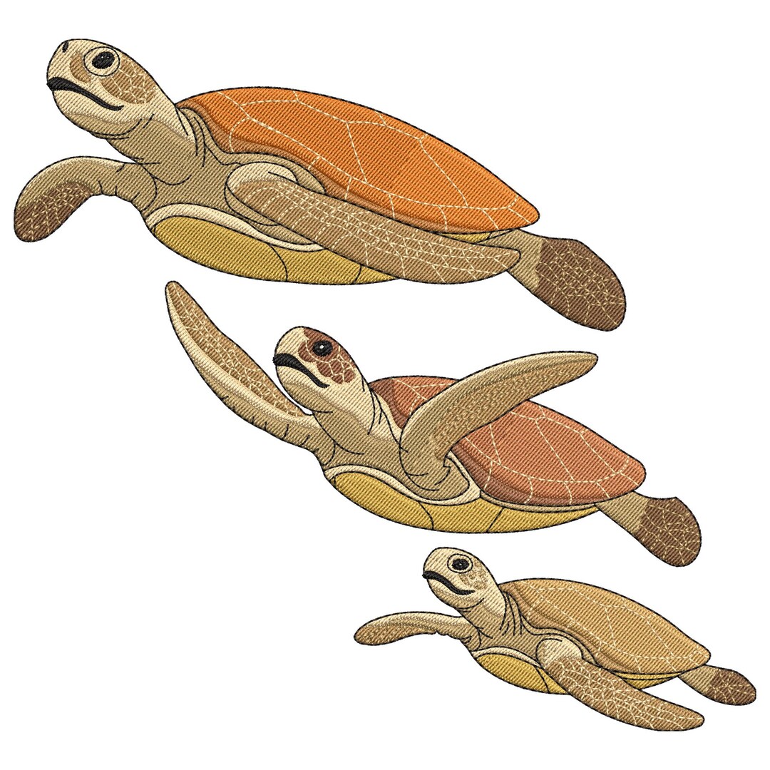 Sea Turtles Trio Embroidery Design, Ocean Tortoise Machine Embroidery ...