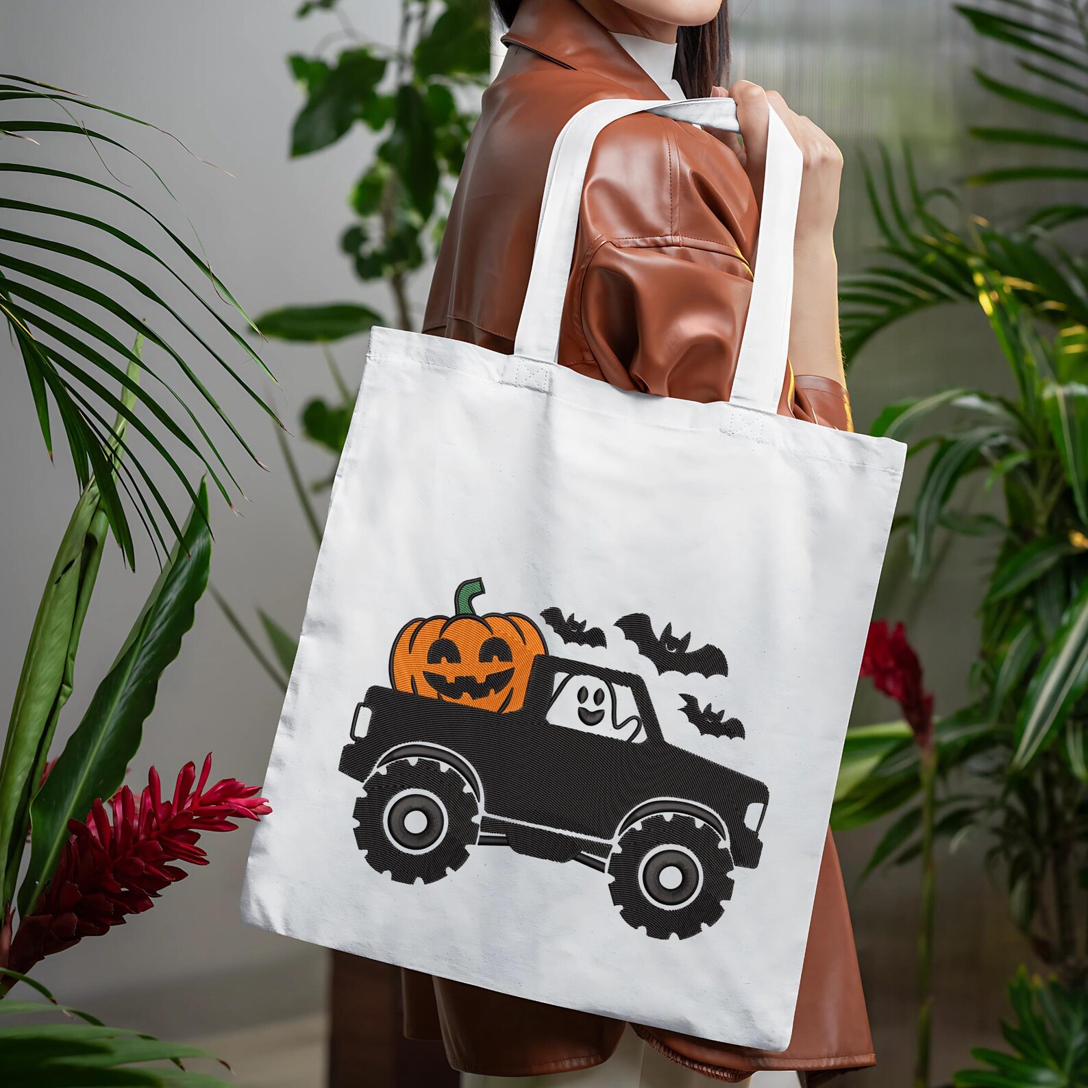 Halloween Monster Truck Embroidery Design: Scary Boo, Ghost, Pumpkin ...