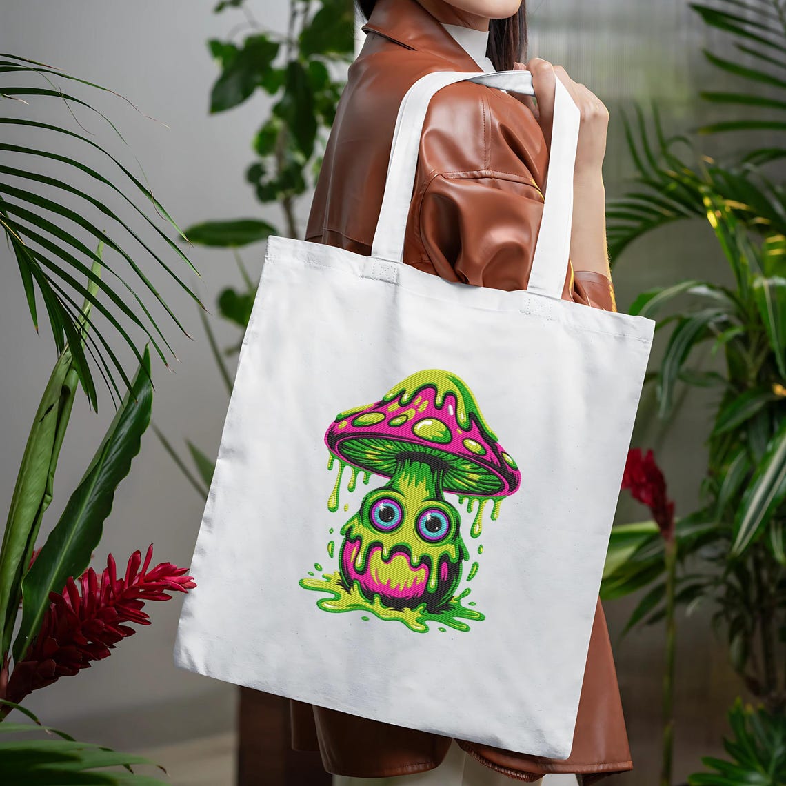 Psychedelic Mushroom Monster Embroidery Design, Melting Mushroom ...