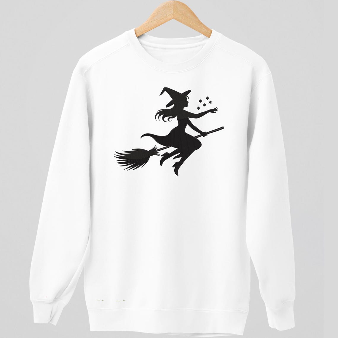 Flying Witch on Broom Silhouette Embroidery Design: Halloween Machine ...