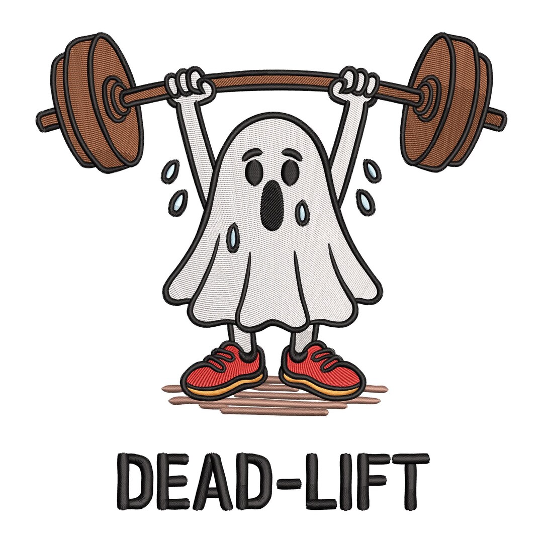 Funny Ghost Deadlift Embroidery Design, Halloween Gym Workout Machine ...