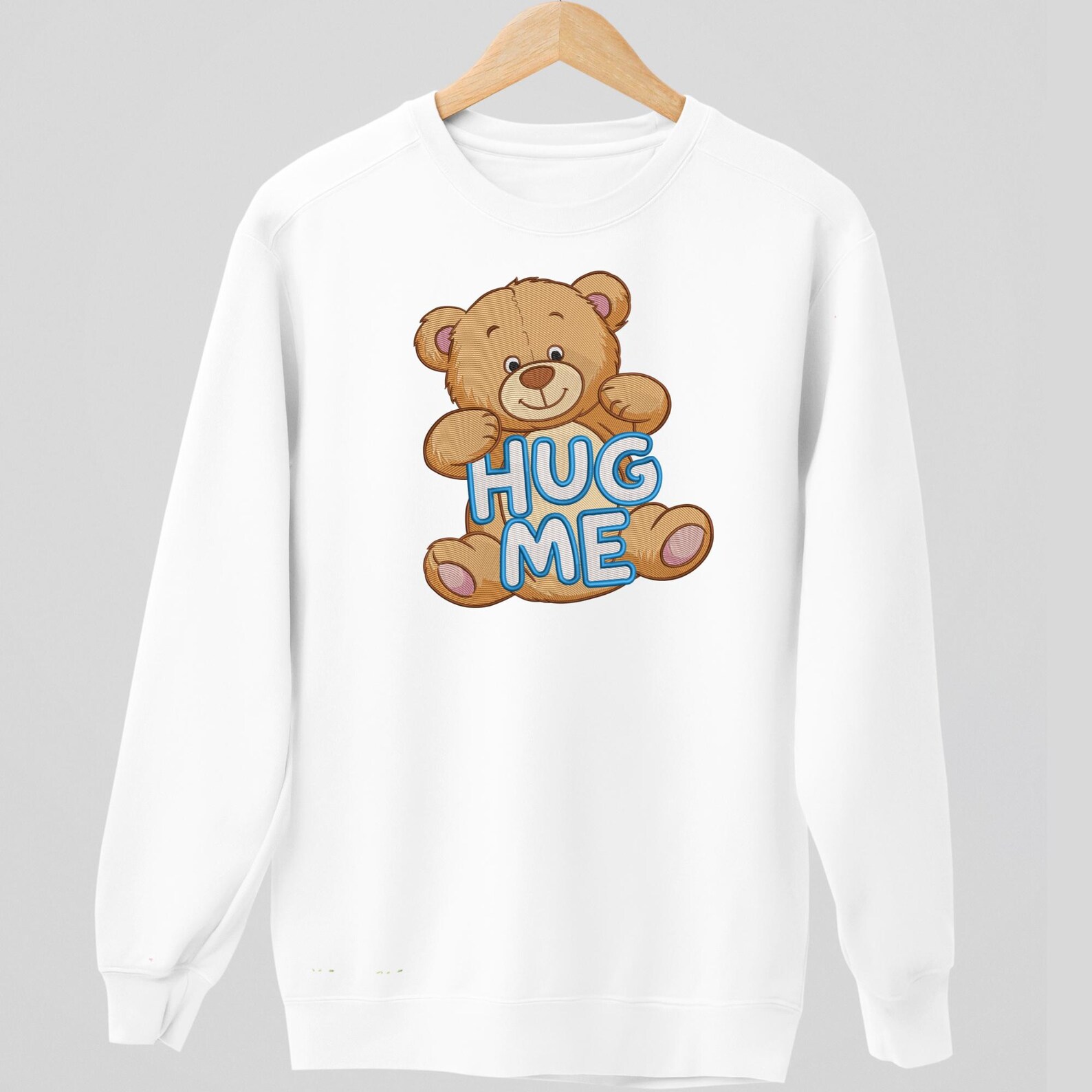 Hug Me Teddy Bear Embroidery Design, Eddy Bear With Bow Embroidery File ...